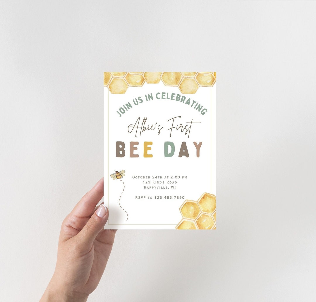 Bee Day Invitation, Editable Digital Birthday Invite, First Birthday ...