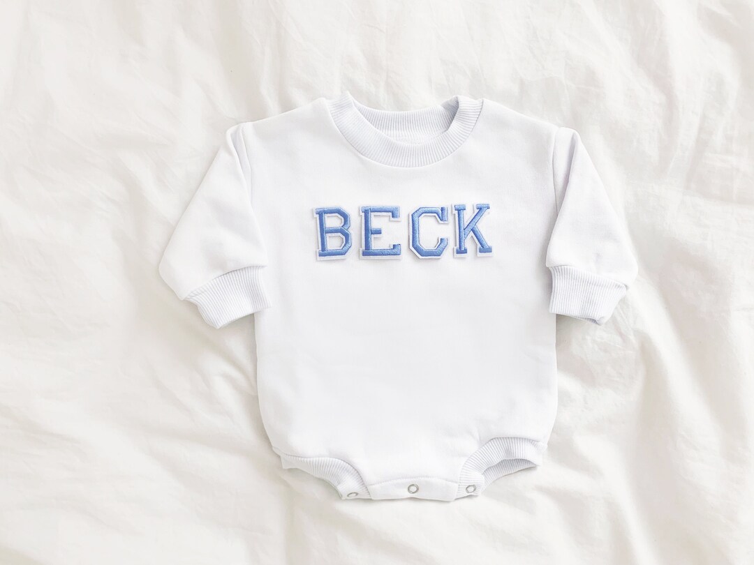 Neutral Baby Romper, Bubble Romper, Custom Name Baby Sweatshirt, Baby ...