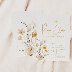 Wild Flower Invitation, Editable Digital Birthday Invite, First ...