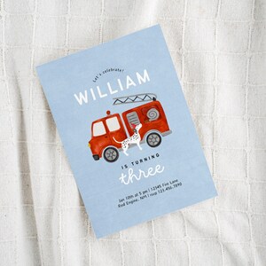 Fire Truck Birthday Invite, Fire Engine, Dalmatian Firefighter ...