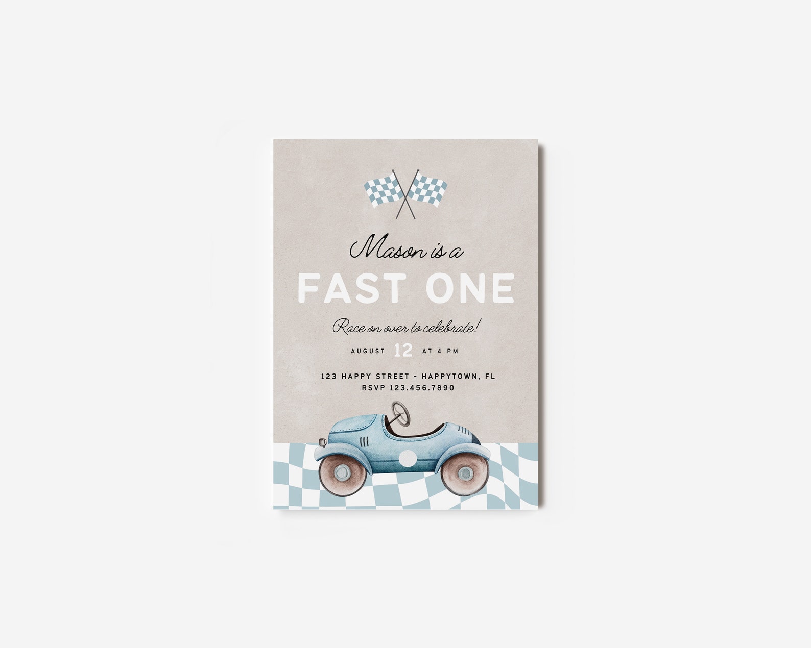 Fast One Birthday Invite, Race Car Invitation, Birthday Car Invitation ...