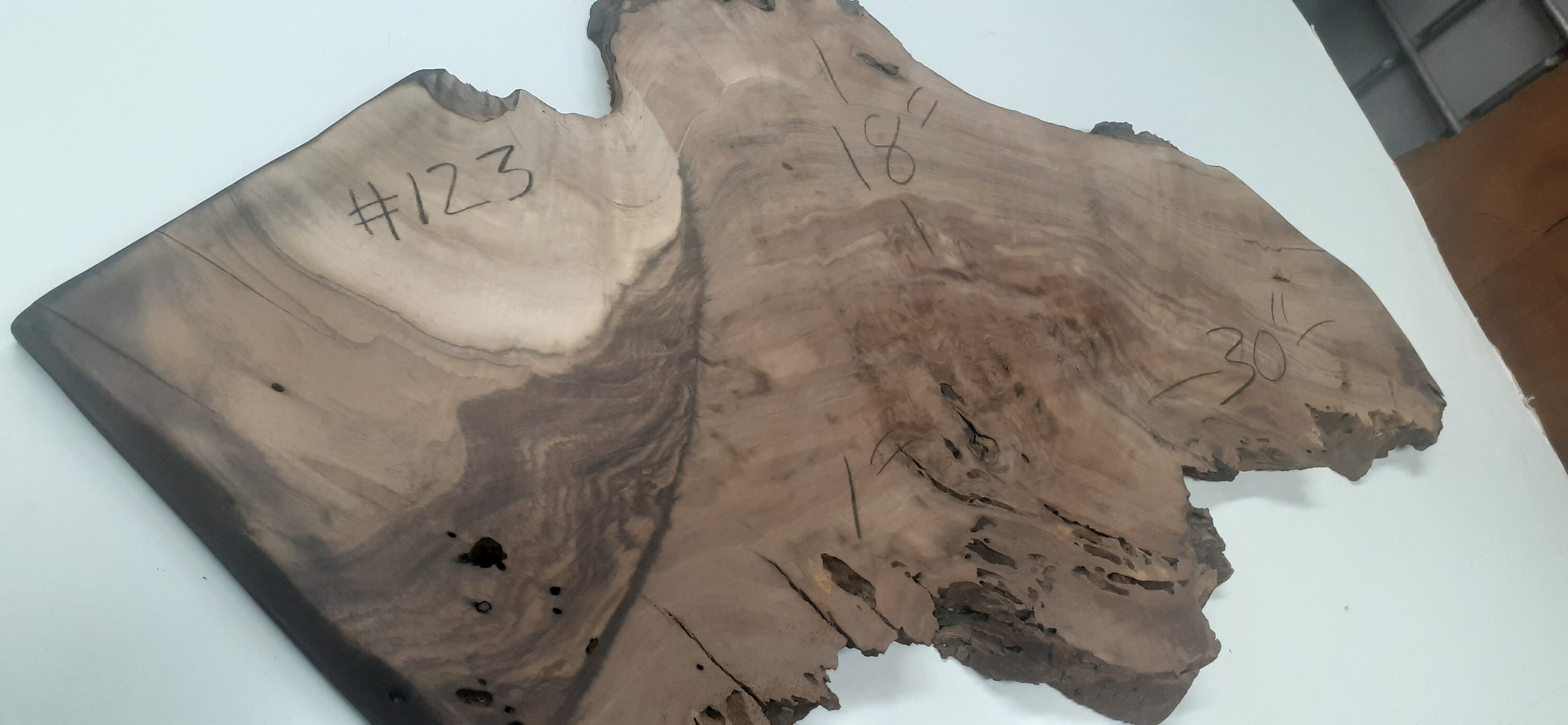 Claro Black Walnut Live Edge Slab. Curl Galore. Stump Burl Long Grain ...
