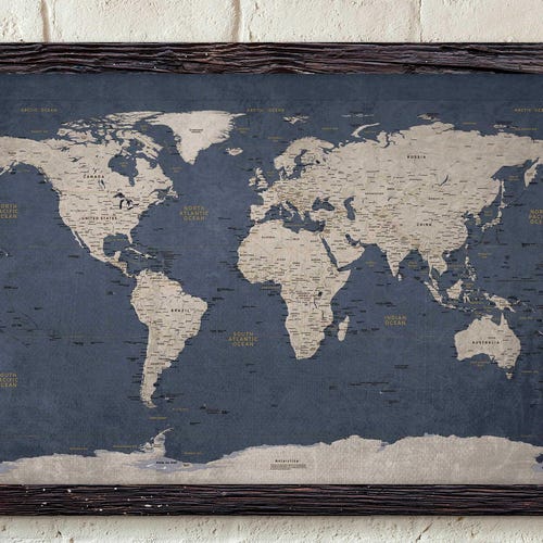 World Map Poster Print Executive Style Modern Map Decor - Etsy
