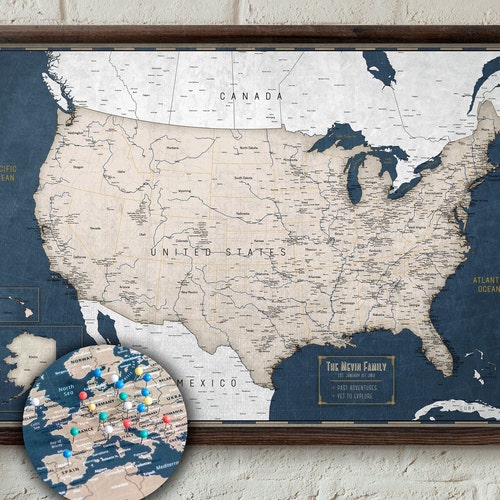 Large USA Push Pin Map Personalized Travel Map of the US | Etsy