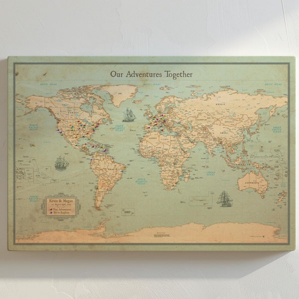 Rustic World Map - Etsy
