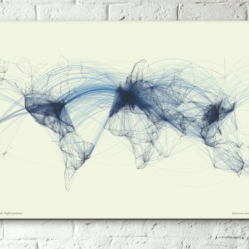 Flight Routes World Map Air Traffic Flight Patterns - Etsy