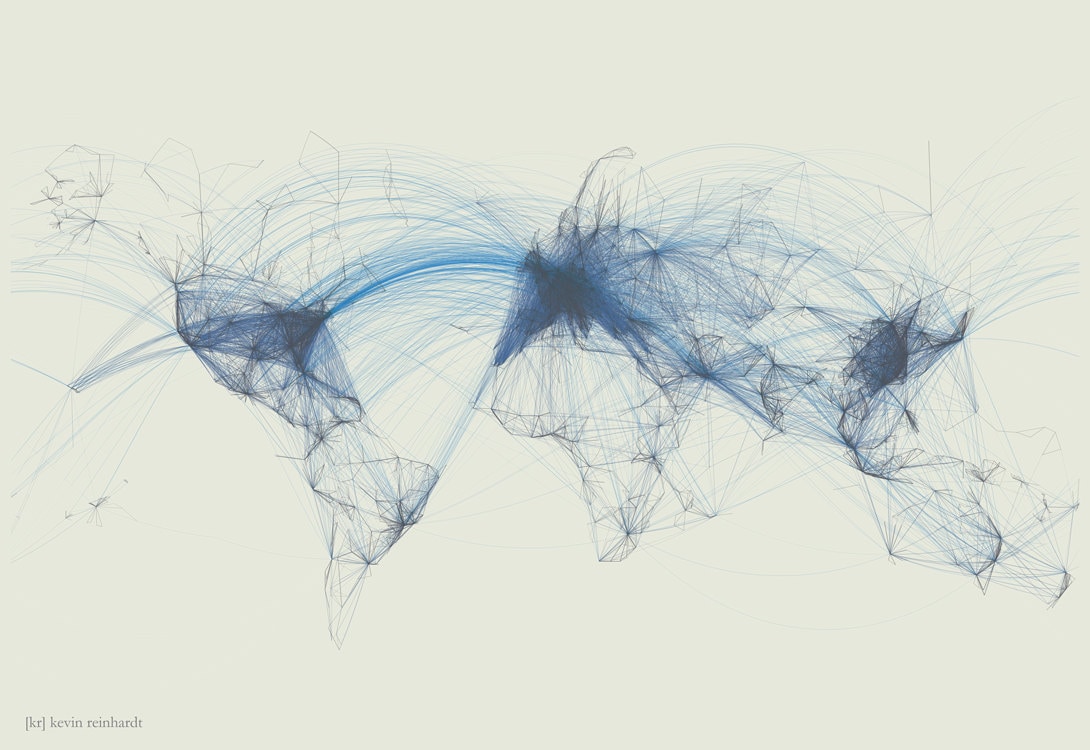 Flight Routes World Map Air Traffic Flight Patterns - Etsy