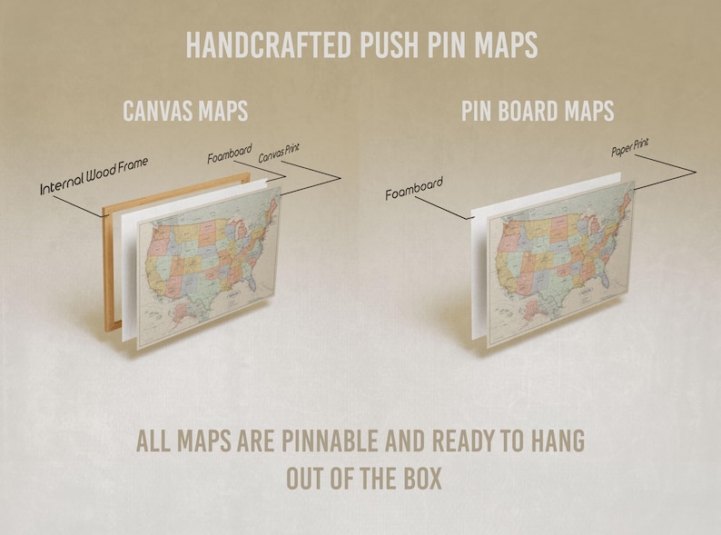 Vibrant USA Push Pin Travel Map - Personalized US Map - 24x16" or 24x36 ...