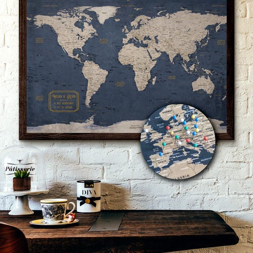 Personalised Push Pin World Map Travel Edition Map Print - Etsy