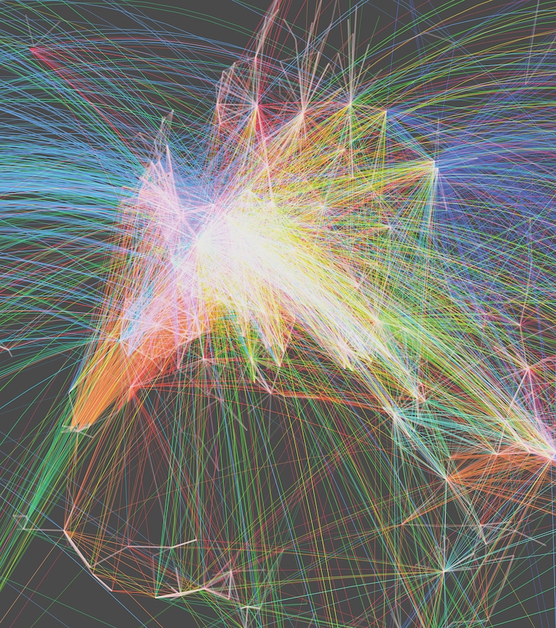 Flight Patterns World Map Poster 24x36 | Etsy