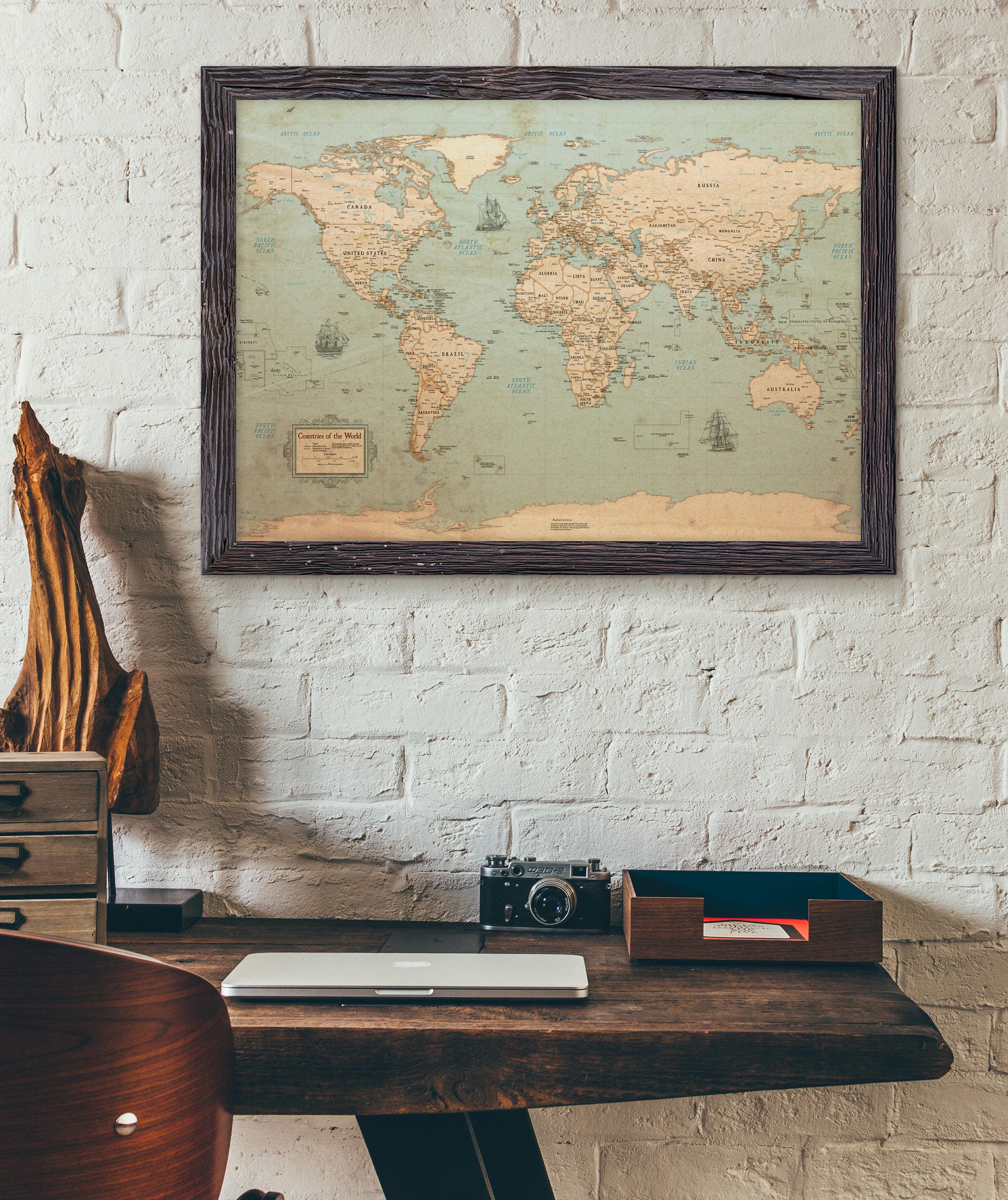 World Map Rustic Style Uncustomized Old Style Wall Map - Etsy