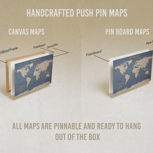 Large World Map Push Pin Executive Style 24x36 or 24x16 Customized Pin ...