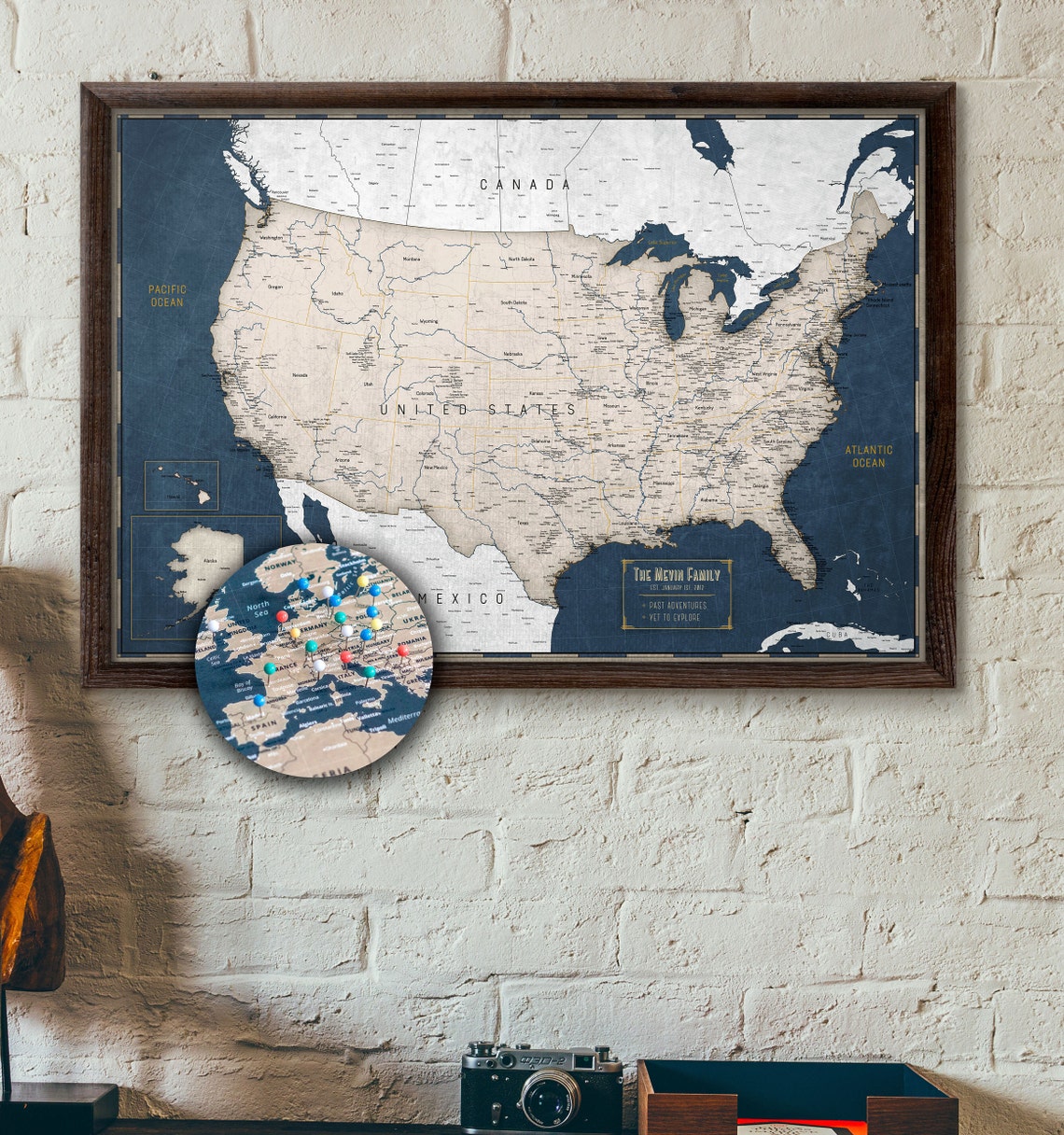 Large USA Push Pin Map Personalized Travel Map of the US | Etsy