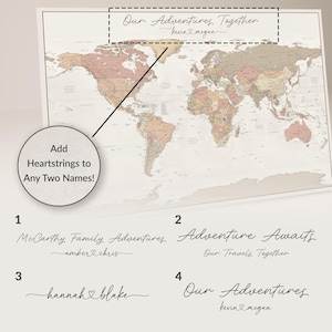 Personalized World Map With Push Pins | Custom Heartstrings Map ...