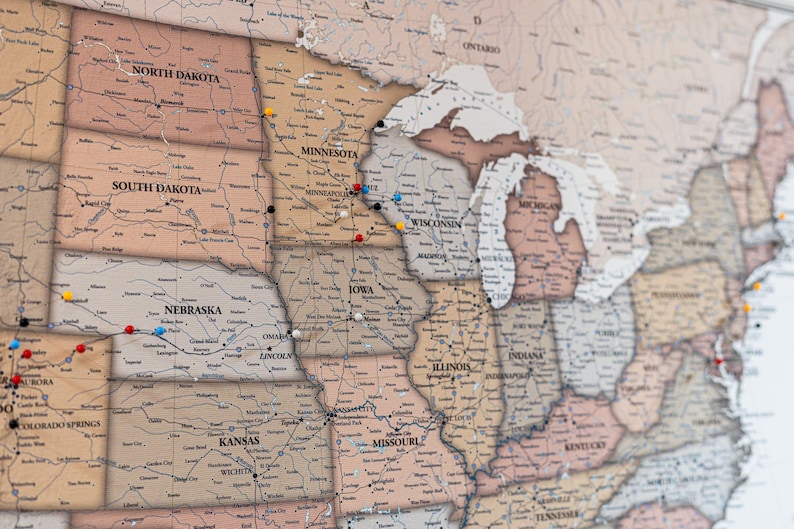 Heartstrings USA Push Pin Travel Map - Personalized US Map - 24x16" or ...