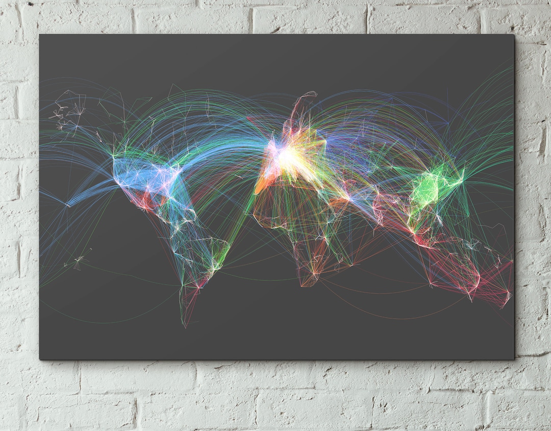 Flight Patterns World Map Poster - 24x36" - Etsy
