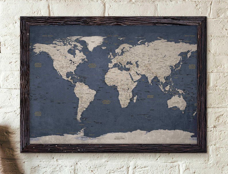 World Map Poster Print Executive Style Modern Map Decor - Etsy