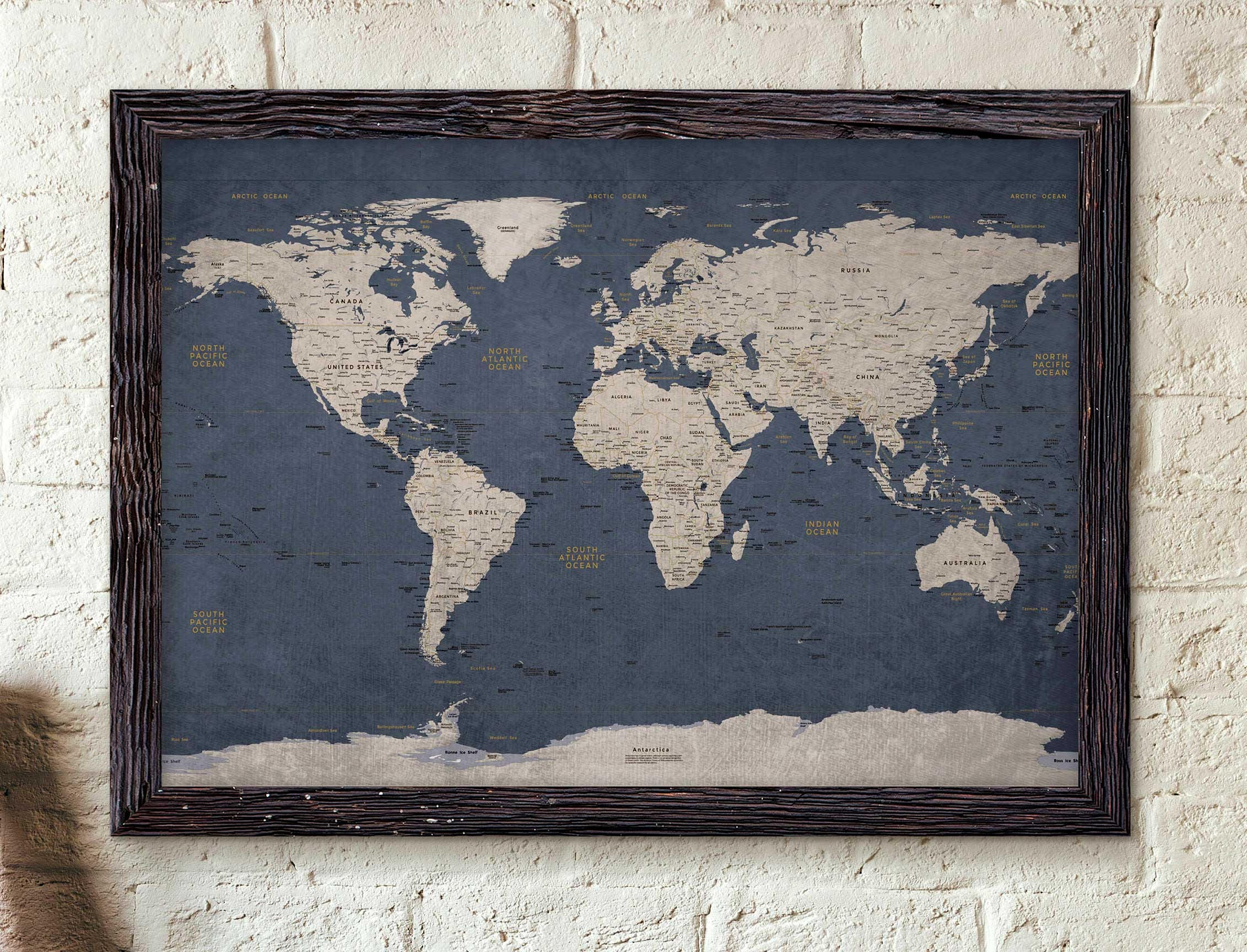 World Map Poster Print Executive Style Modern Map Decor - Etsy