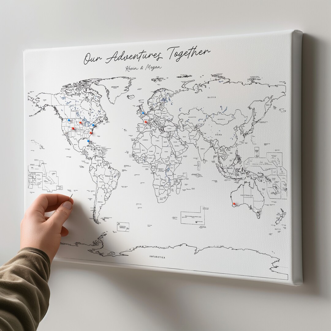 Personalized Push Pin Travel Map - Pin and Paint Travel Map - Custom ...