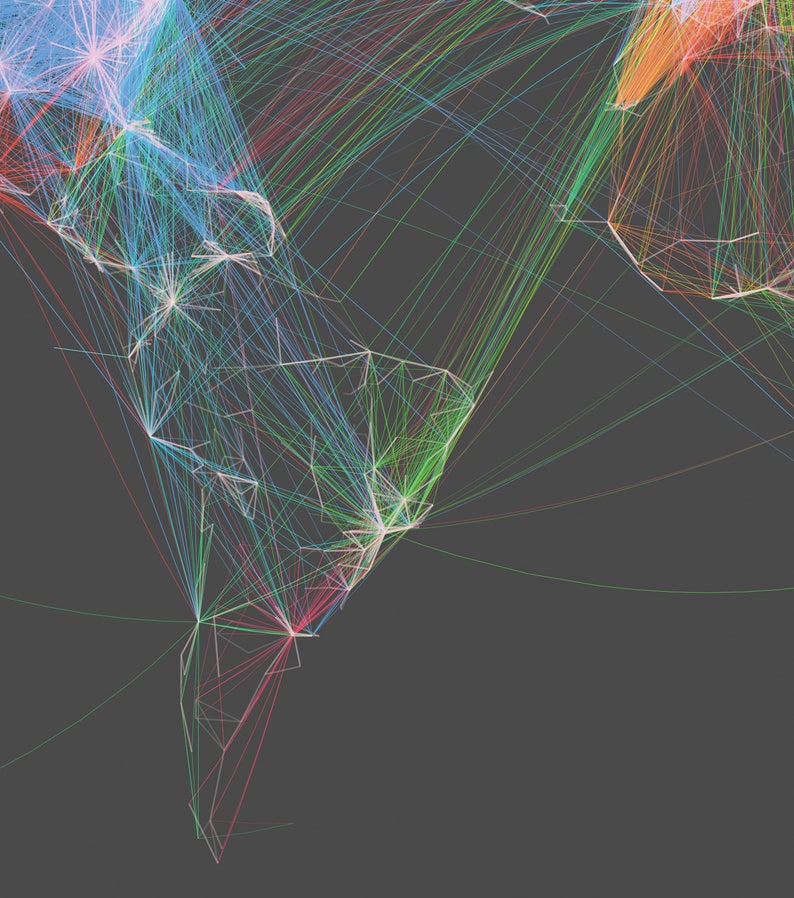 Flight Patterns World Map Poster 24x36 - Etsy Australia