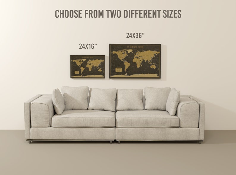 Black and Gold World Travel Map: Push Pin Canvas Wall Art - Etsy
