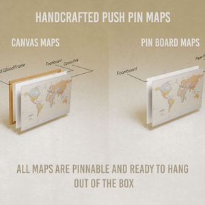Muted Tones Push Pin Travel Map With Pins - 24x36" or 24x16" Travel Map ...
