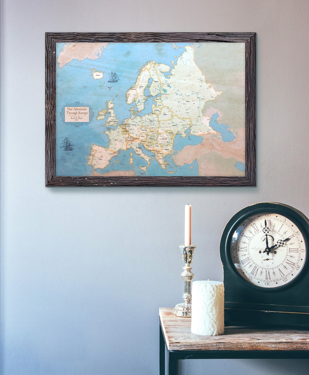 Europe Travel Map Push Pin Map Track Travels Pin Board - Etsy