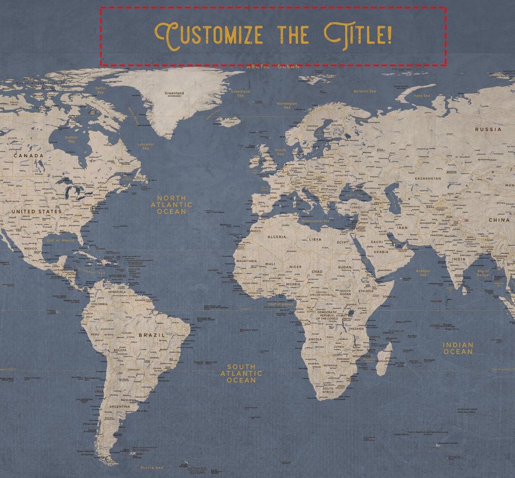 Large World Map Push Pin Executive Style 24x36 or | Etsy Canada