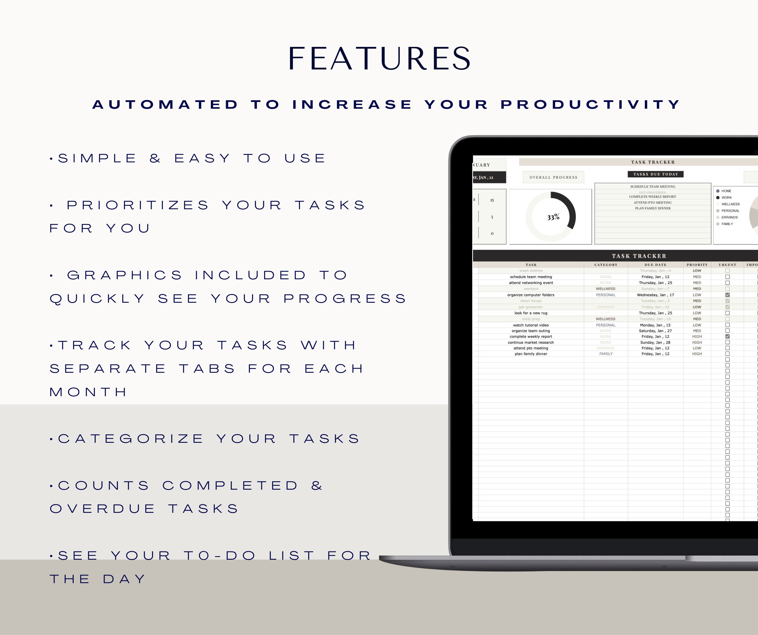 Task Tracker | to Do List | Task Priority Planner | Monthly Calendar ...