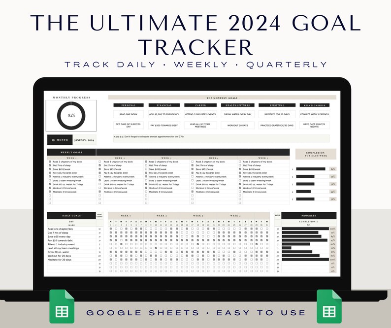 12-week Year Planner Goal Tracker Google Sheet Template Quarter Goal ...