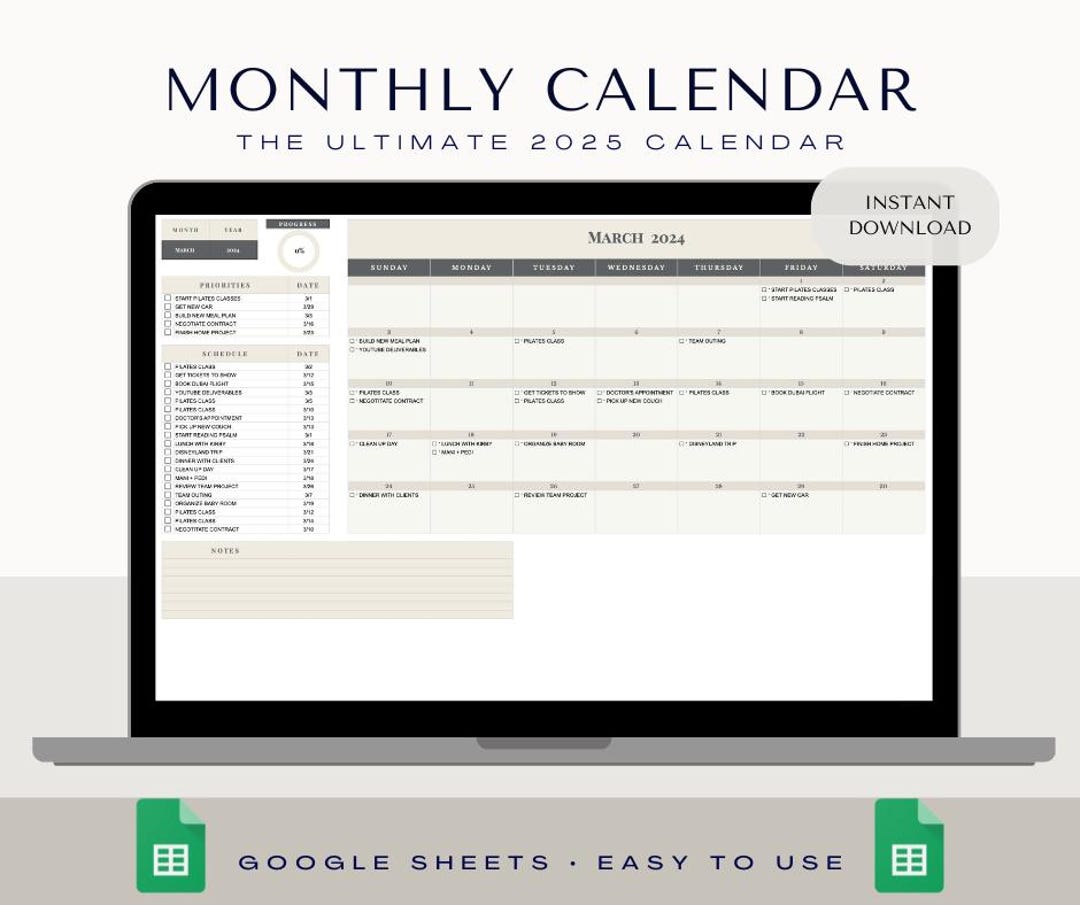 2025 Calendar | Task Tracker | Monthly Planner | Planner 2025 | Digital ...
