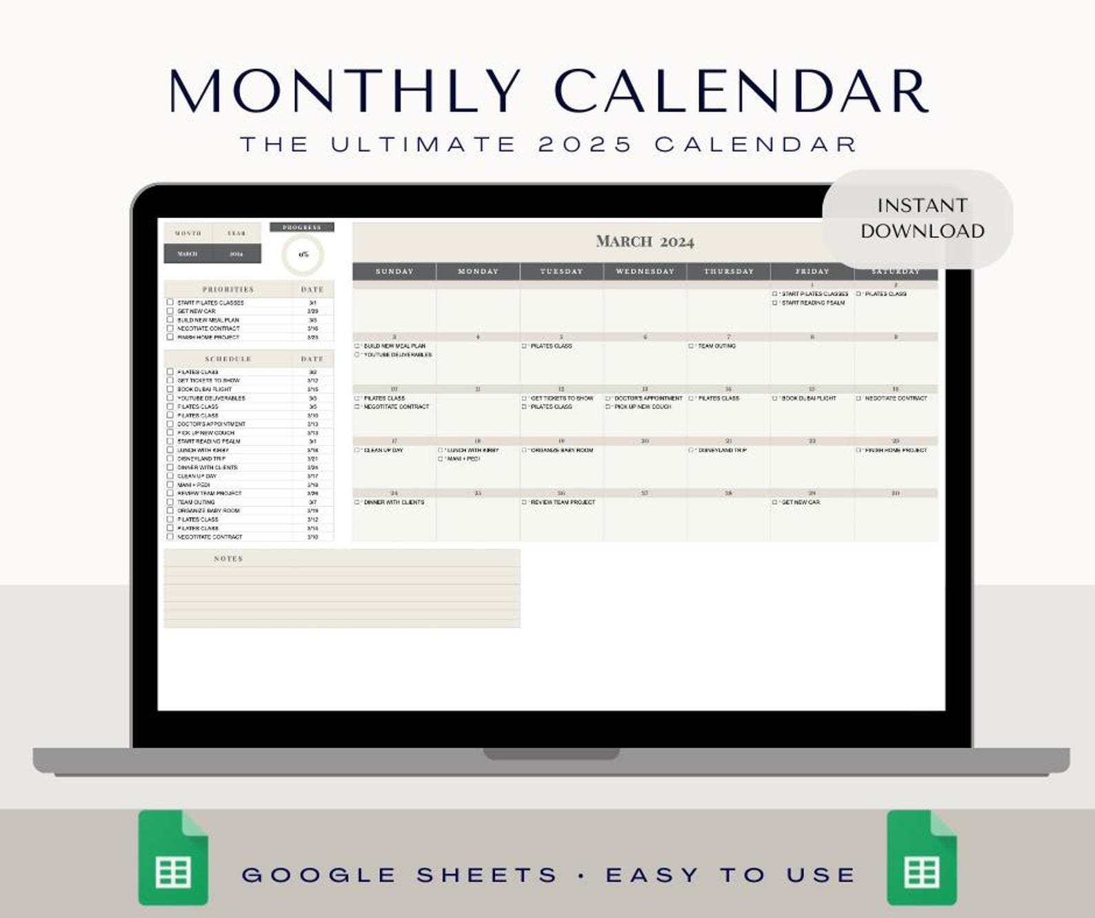 2025 Calendar | Task Tracker | Monthly Planner | Planner 2025 | Digital ...