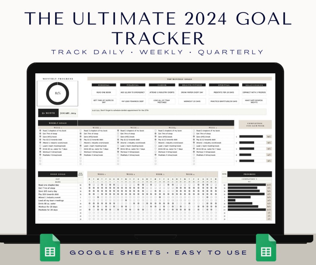 12-week Year Planner Goal Tracker Google Sheet Template Quarter Goal ...