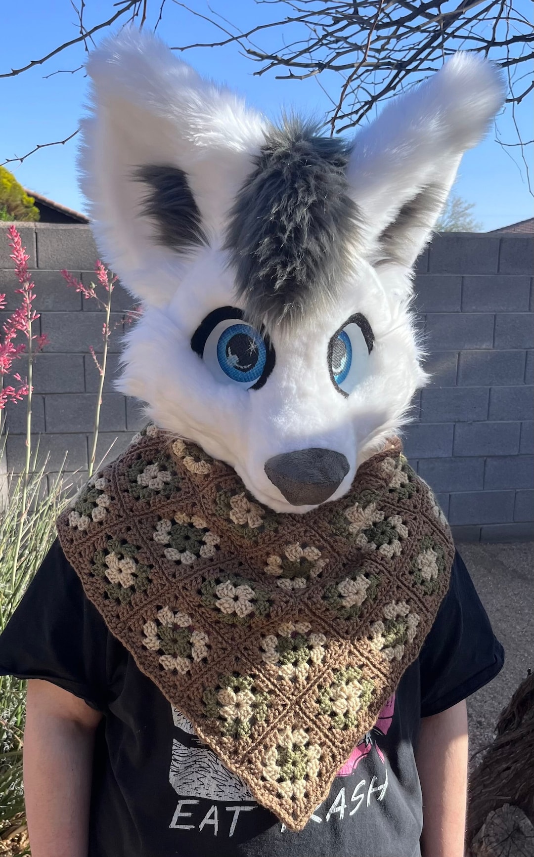 Crochet Fursuit Bandana Brown Beige Green Granny Squares - Etsy