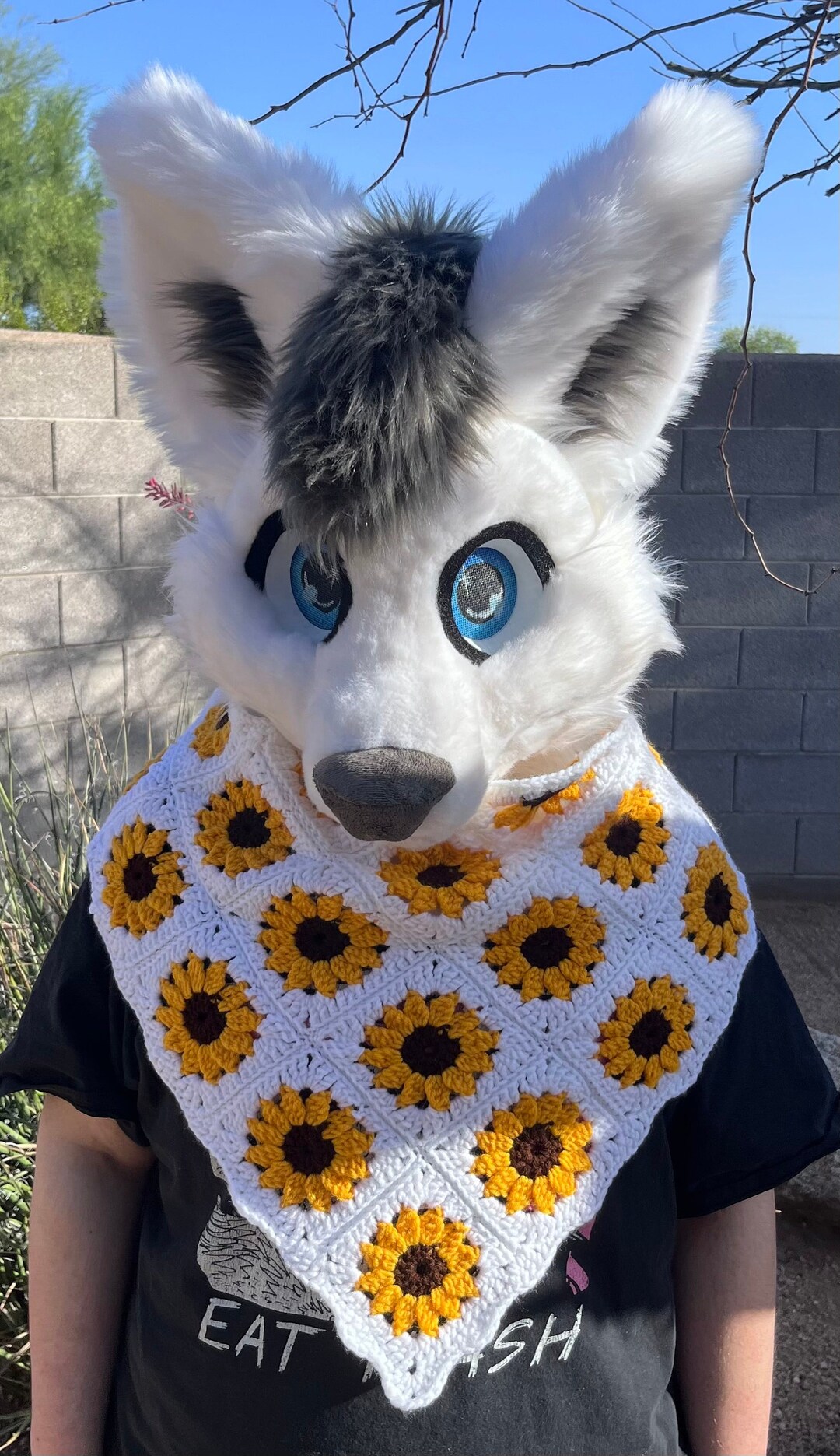 Crochet Fursuit Bandana Sunflower Granny Squares - Etsy
