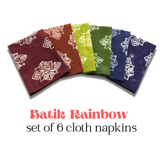 Set of 4 Made to Order Batik Table Linens Rainbow Handmade | Etsy