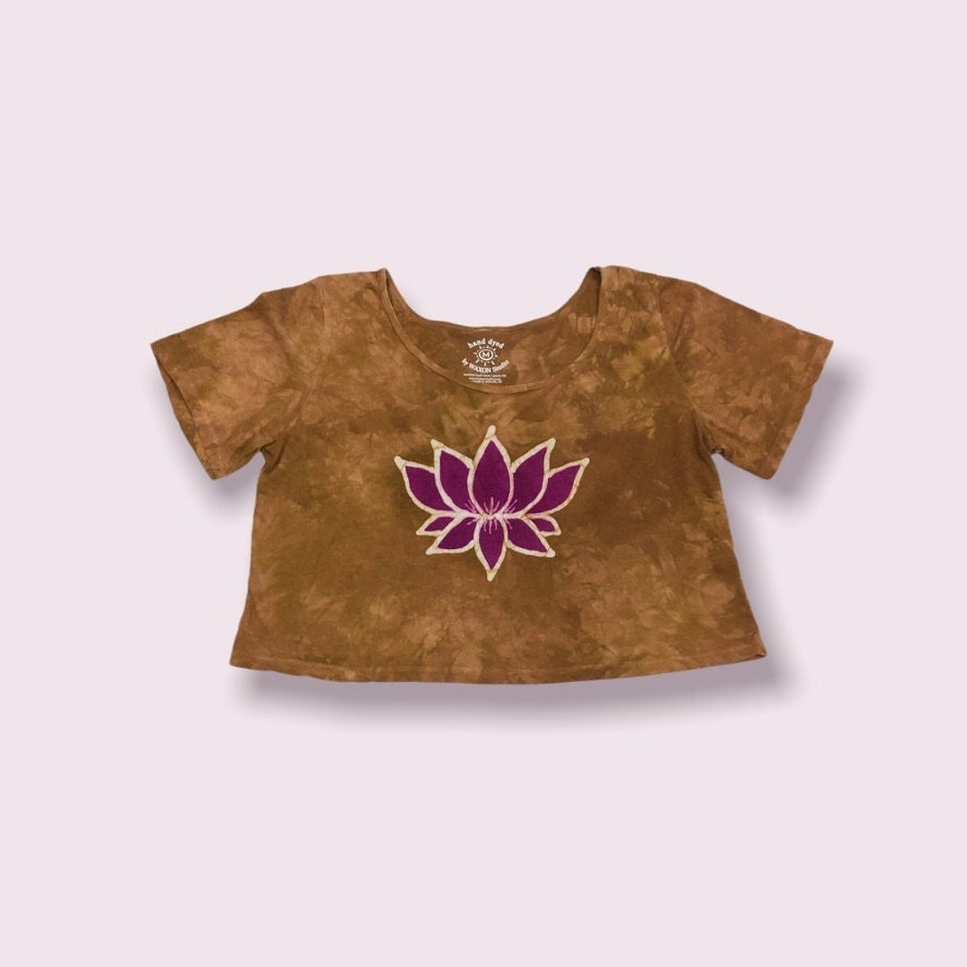 Made to Order Hand Waxed Batik Lotus Crop Tee, Hand Painted and Hand ...