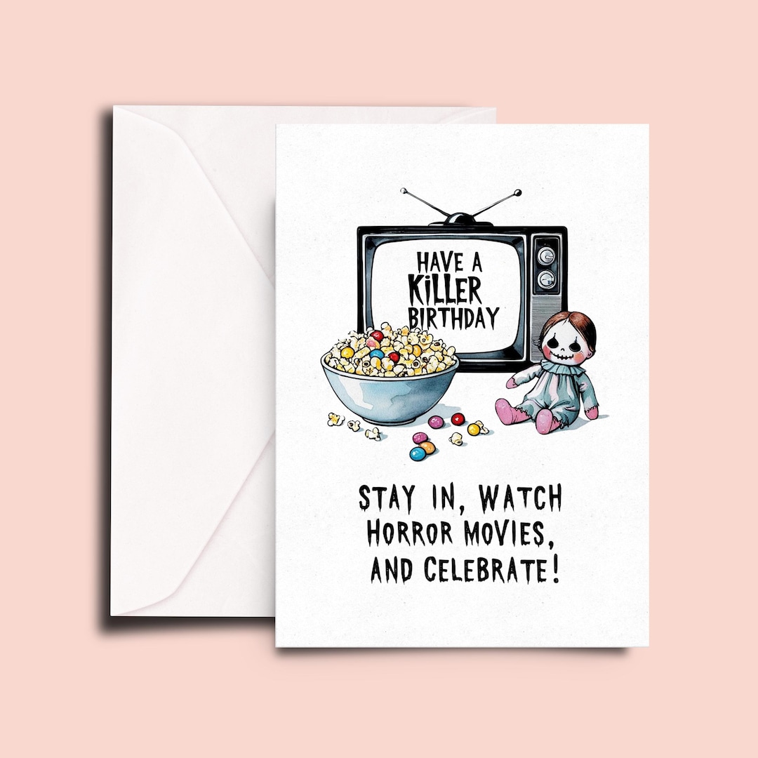 Horror Movie Birthday Card, Killer Birthday Greeting, Spooky Movie ...