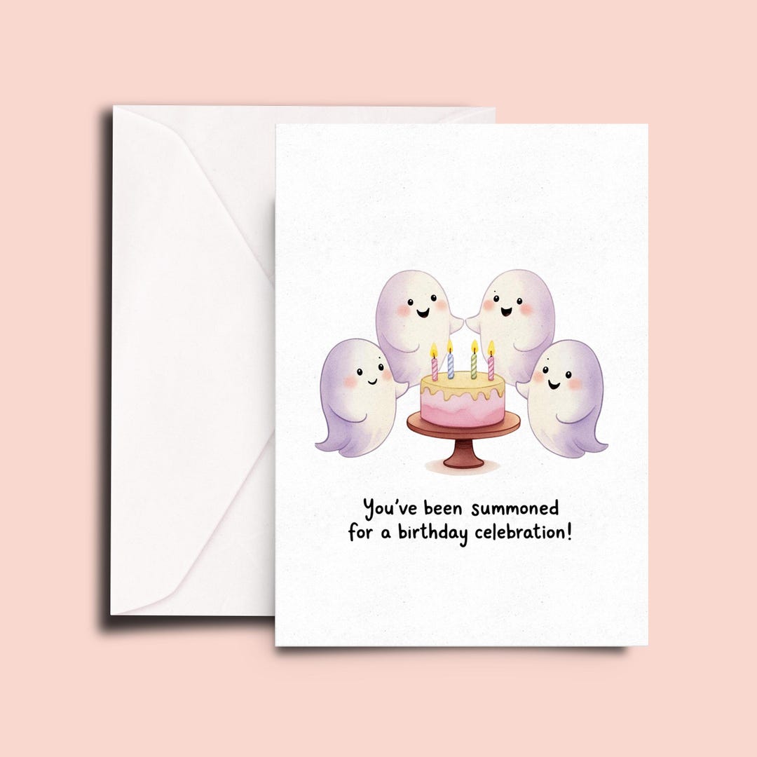 Cute Ghost Birthday Card, Funny Spooky Birthday Invitation, Cute Ghost ...