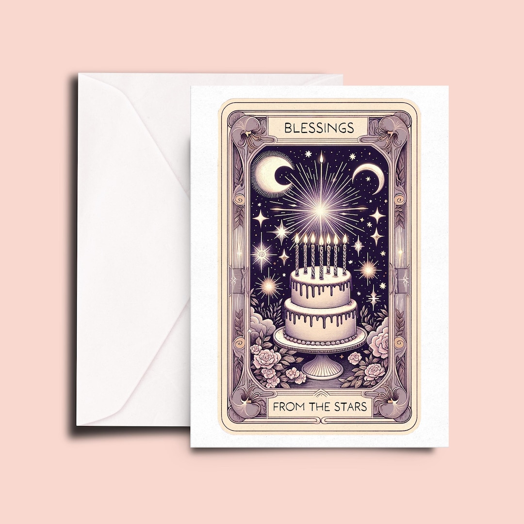 Tarot Birthday Card | Vintage Inspired Celestial Birthday Greeting ...