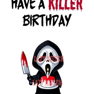 Chibi Ghostface Scream Inspired Birthday Card Digital Download Killer ...