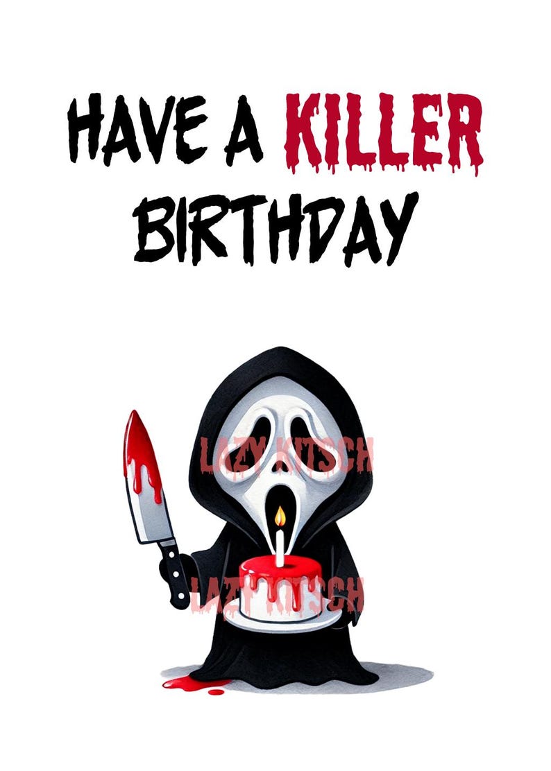 Chibi Ghostface Scream Inspired Birthday Card Digital Download Killer ...