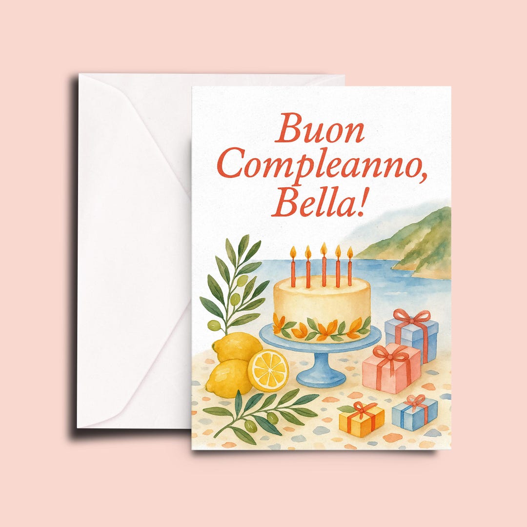 Italian Birthday Card for Her – Buon Compleanno Bella Greeting, Lemon ...