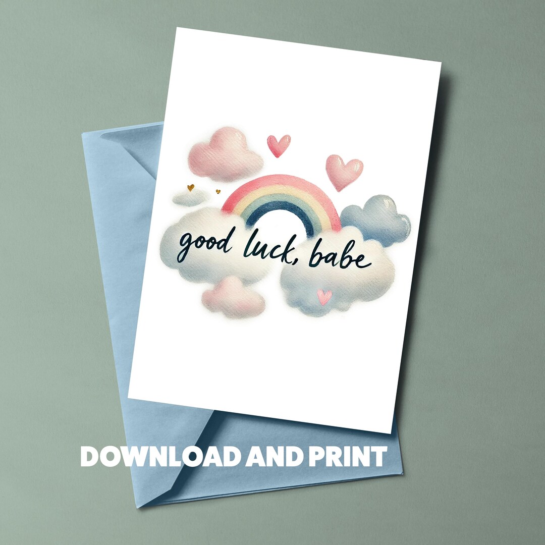 Good Luck Babe Card | Cute Watercolor Rainbow | Chappell Roan Inspired ...