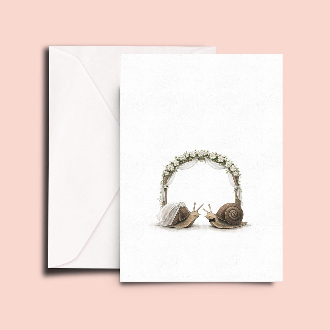 Snail Wedding Card, at Our Own Pace Card, Slow Love Wedding Card ...