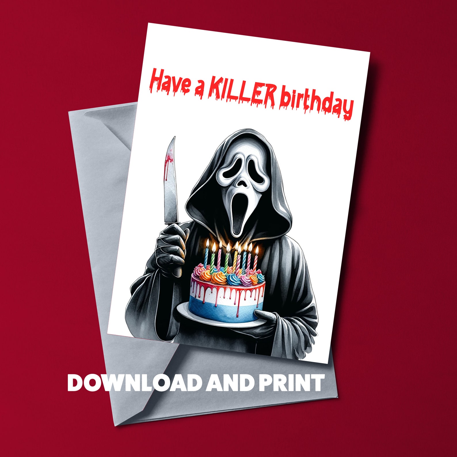 Ghostface Scream Birthday Card Digital Download Spooky Celebration ... Ghostface Scream Birthday Card Digital Download Spooky Celebration ...