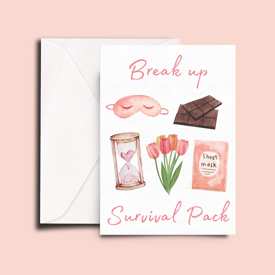 Breakup Survival Pack Card Funny Self-care Breakup Card Comforting ...