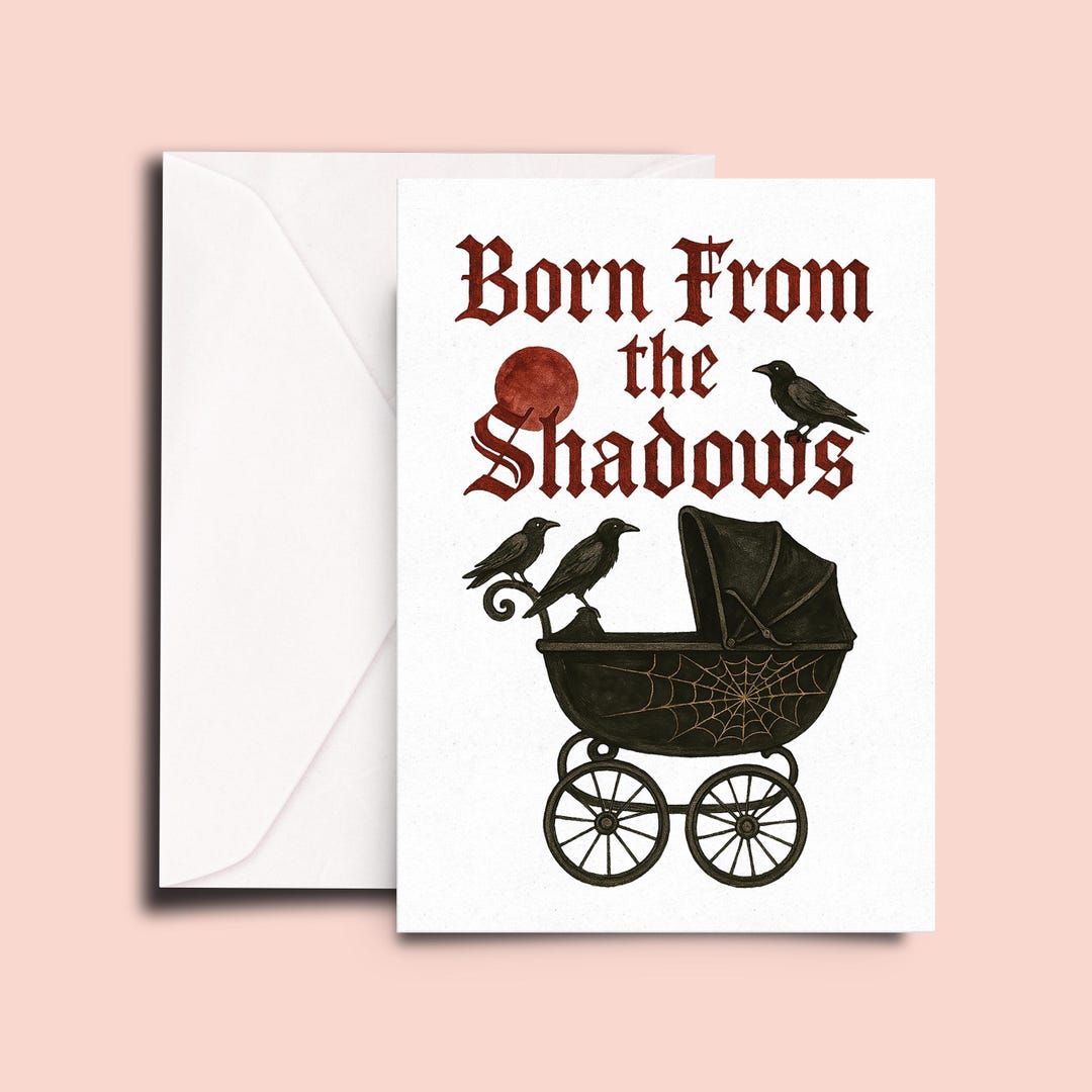 Born From the Shadows Baby Card, Goth Baby Shower Card, Dark Nursery ...