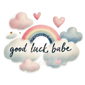 Good Luck Babe Card | Cute Watercolor Rainbow | Chappell Roan Inspired ...