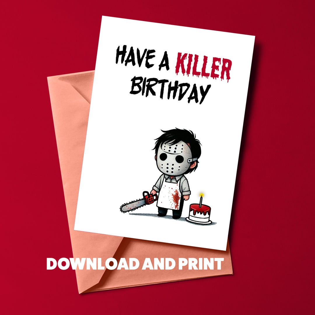 Leatherface Birthday Card Chibi Horror Birthday Greeting Digital ...